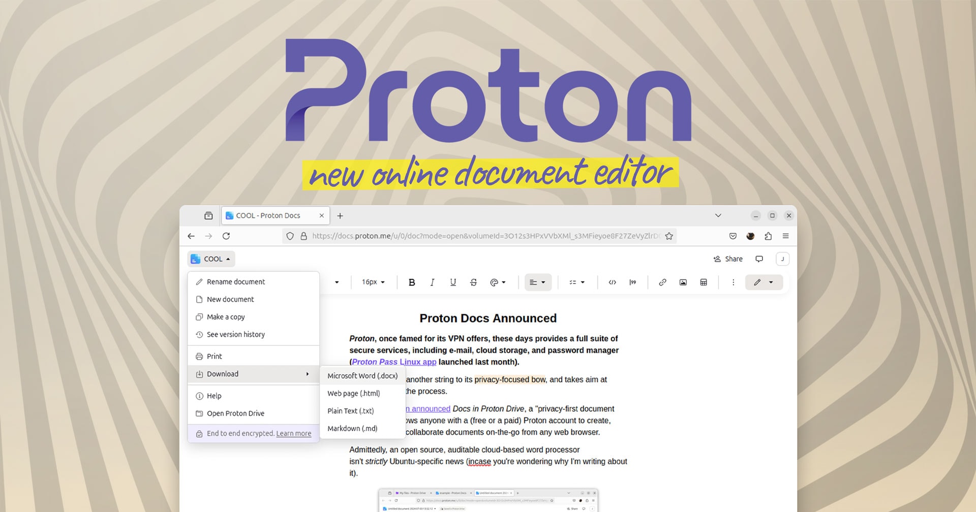 Proton Launch Privacy-Focused Google Docs Alternative - OMG! Ubuntu